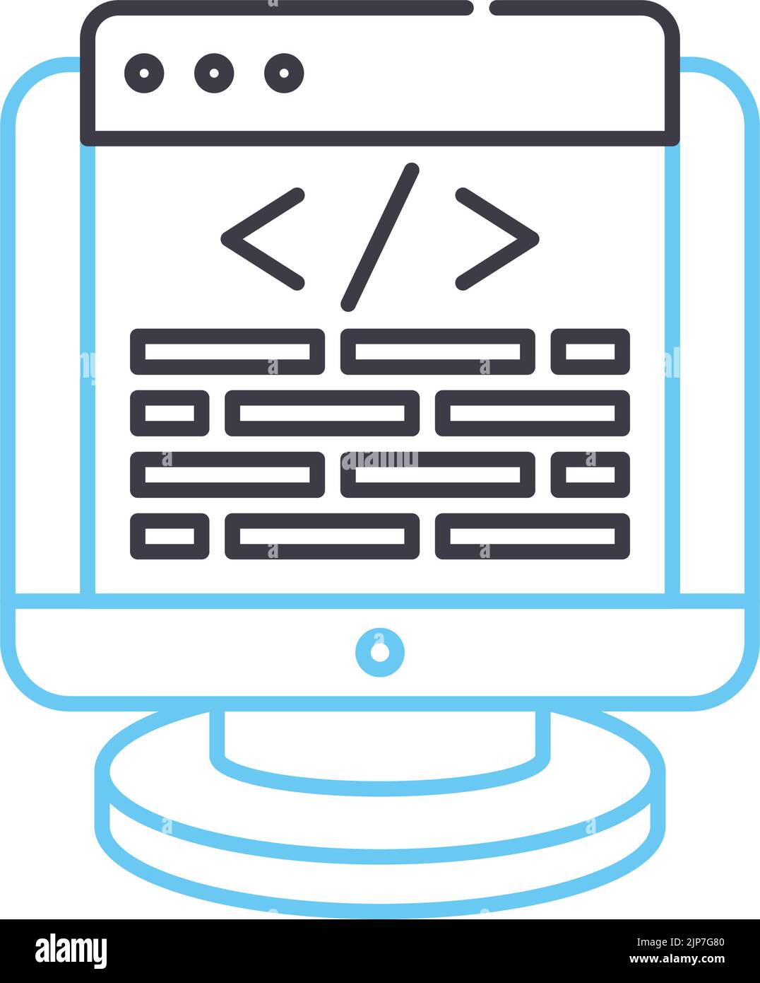 Custom Coding Line Icon Outline Symbol Vector Illustration Concept