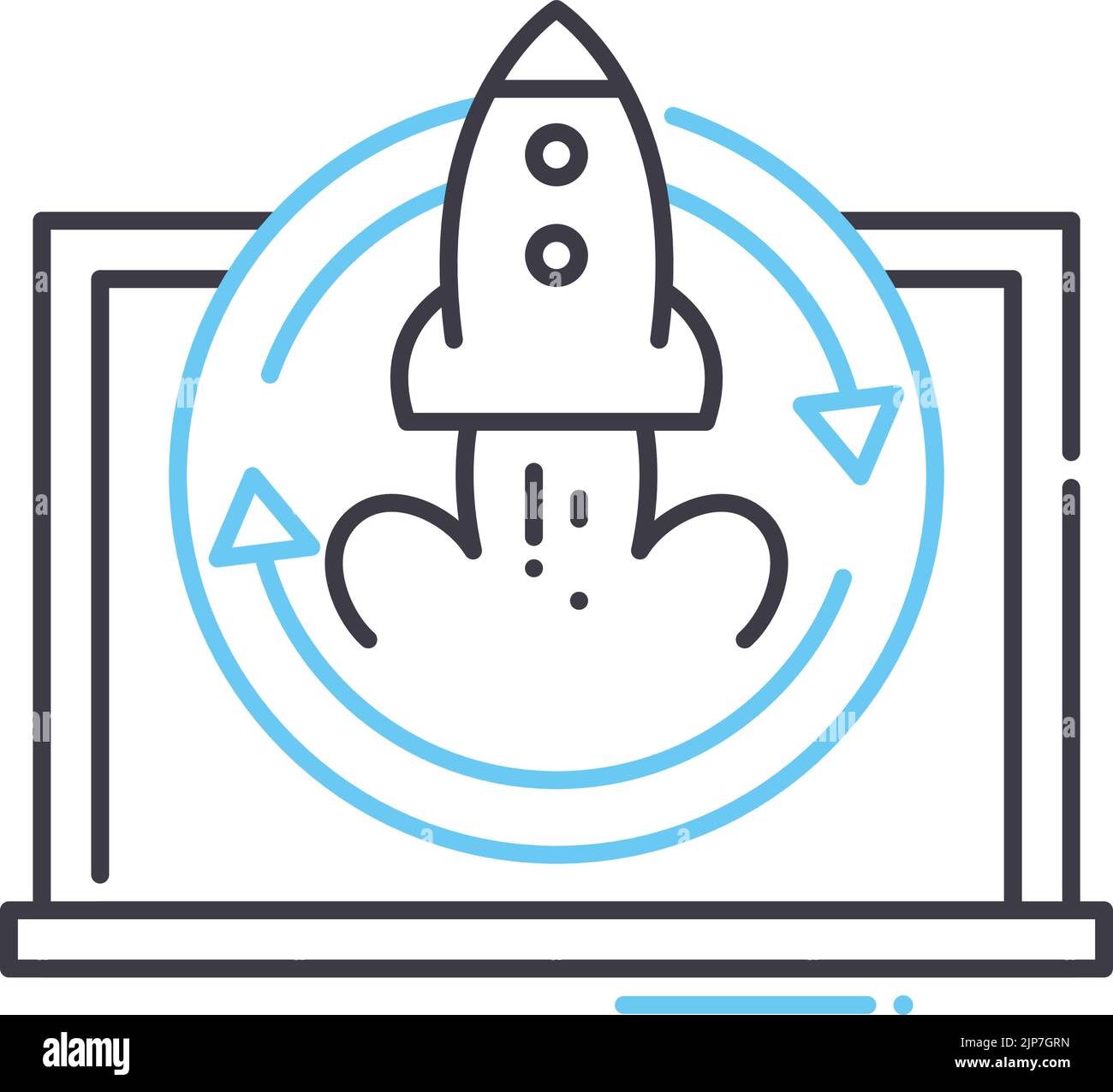 business launch line icon, outline symbol, vector illustration, concept ...
