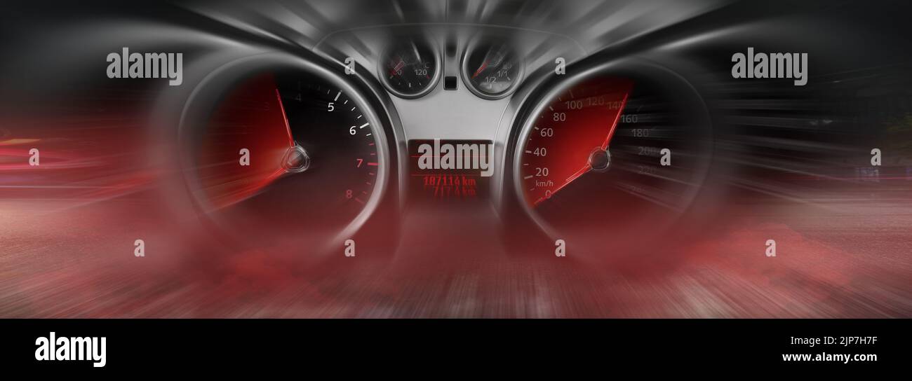 Blurred view of speedometer of modern racing car Stock Photo - Alamy