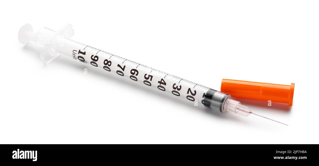 Empty medical syringe on white background Stock Photo - Alamy