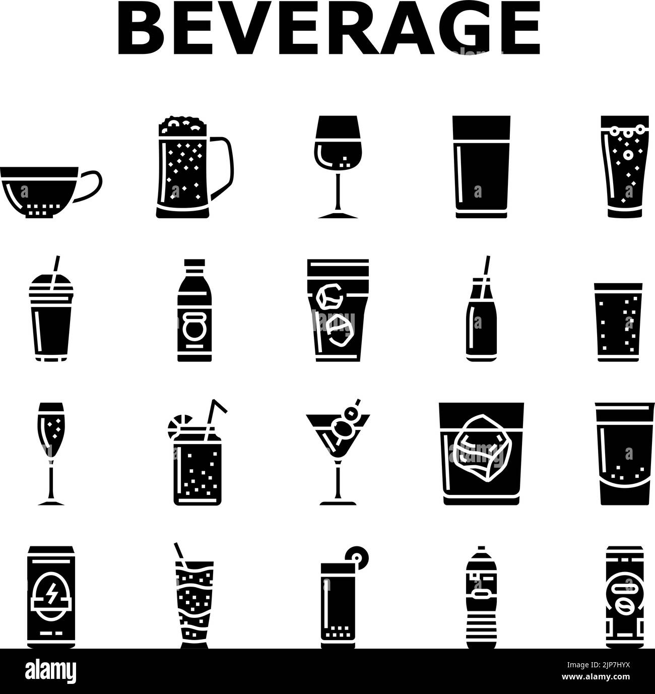 beverage drink juice fresh water icons set vector Stock Vector Image ...