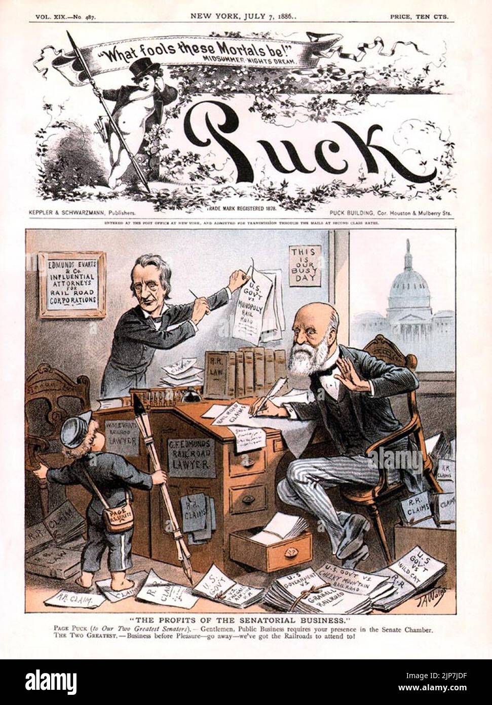 The Profits of the Senatorial Business, Puck 1886 Stock Photo - Alamy