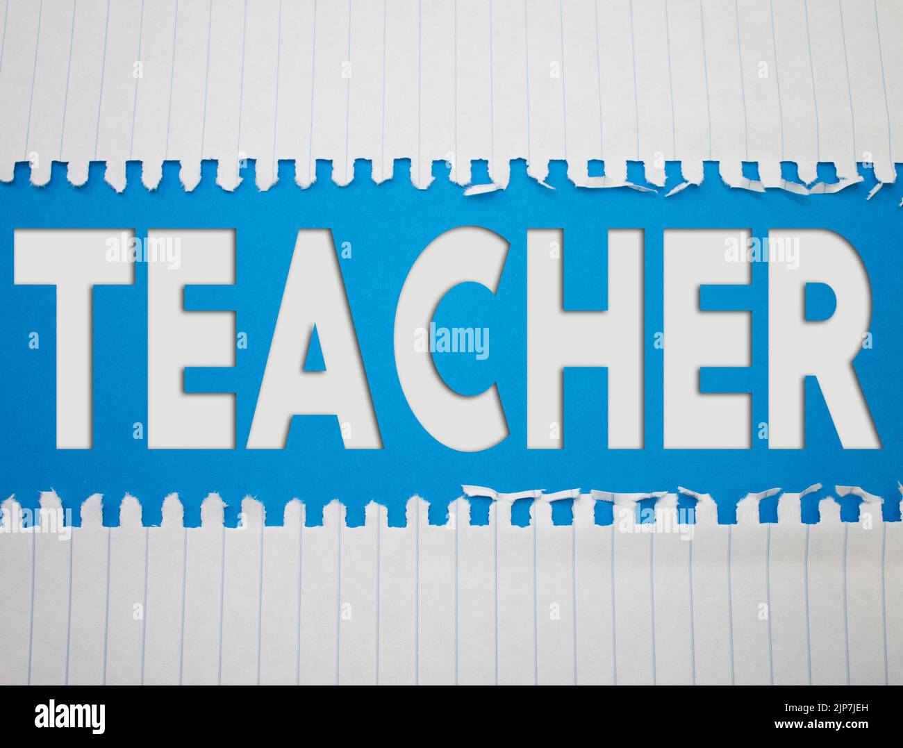 Teacher text with Torn, Crumpled White Paper on colored background ...