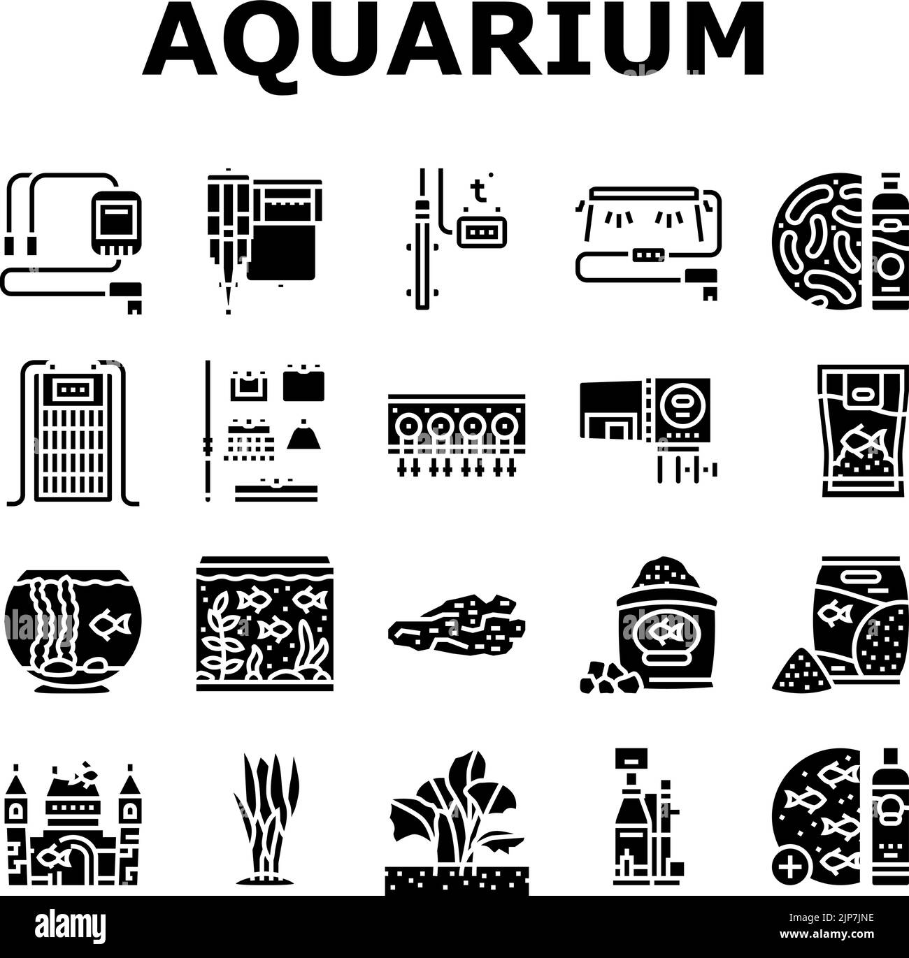 aquarium fish water sea tank icons set vector Stock Vector Image & Art ...