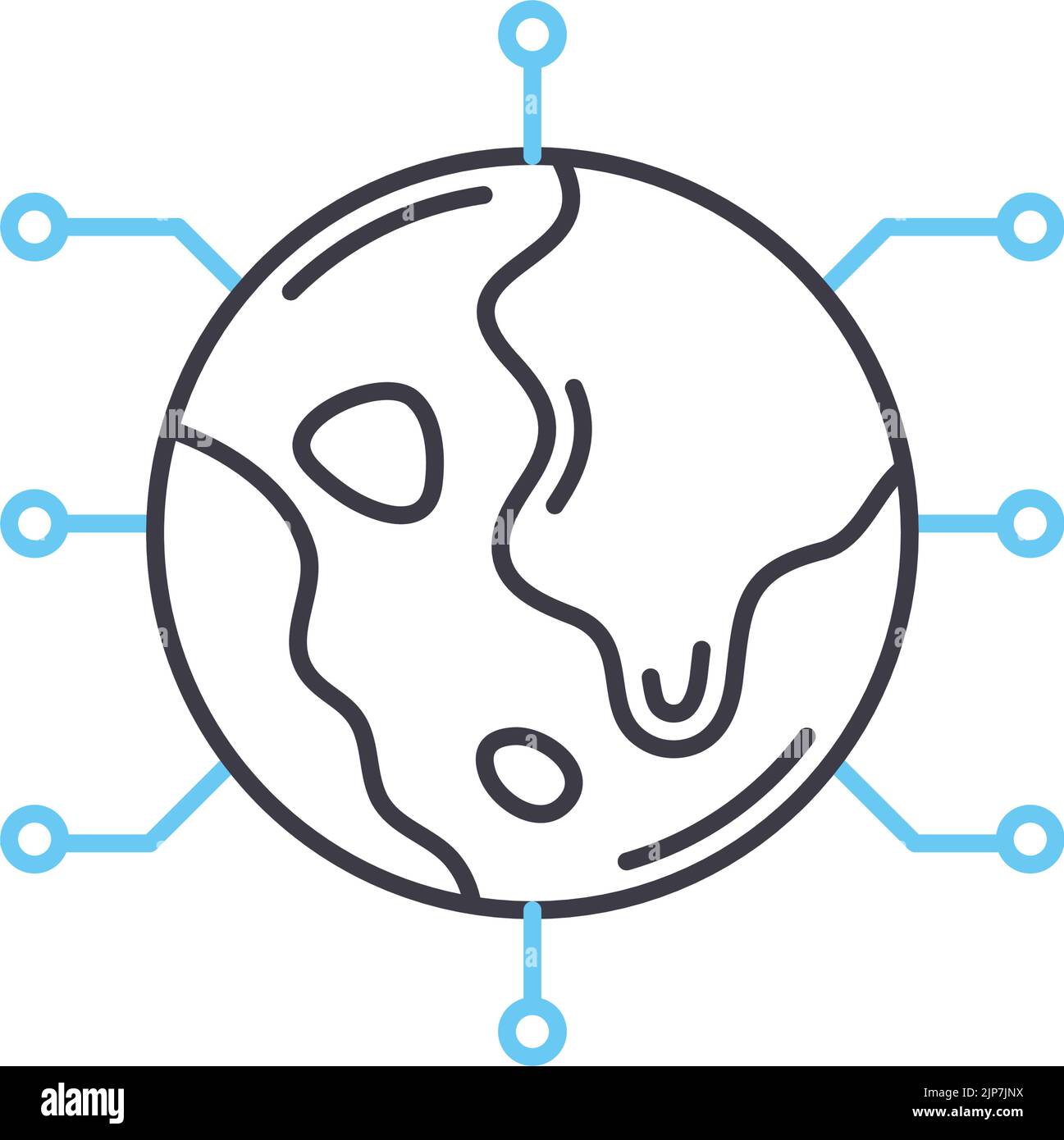earth cyber line icon, outline symbol, vector illustration, concept ...