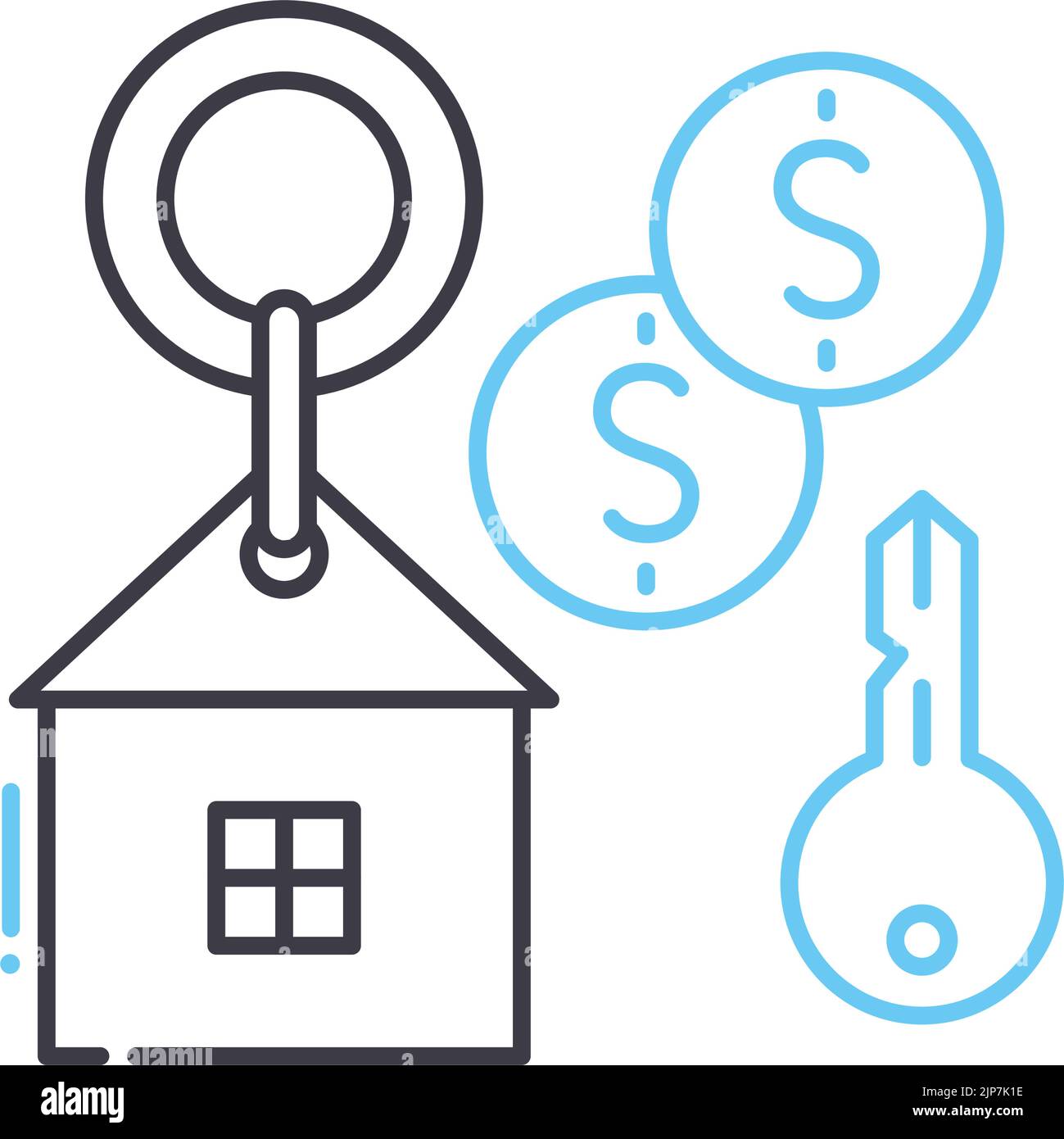 affordable housing line icon, outline symbol, vector illustration ...