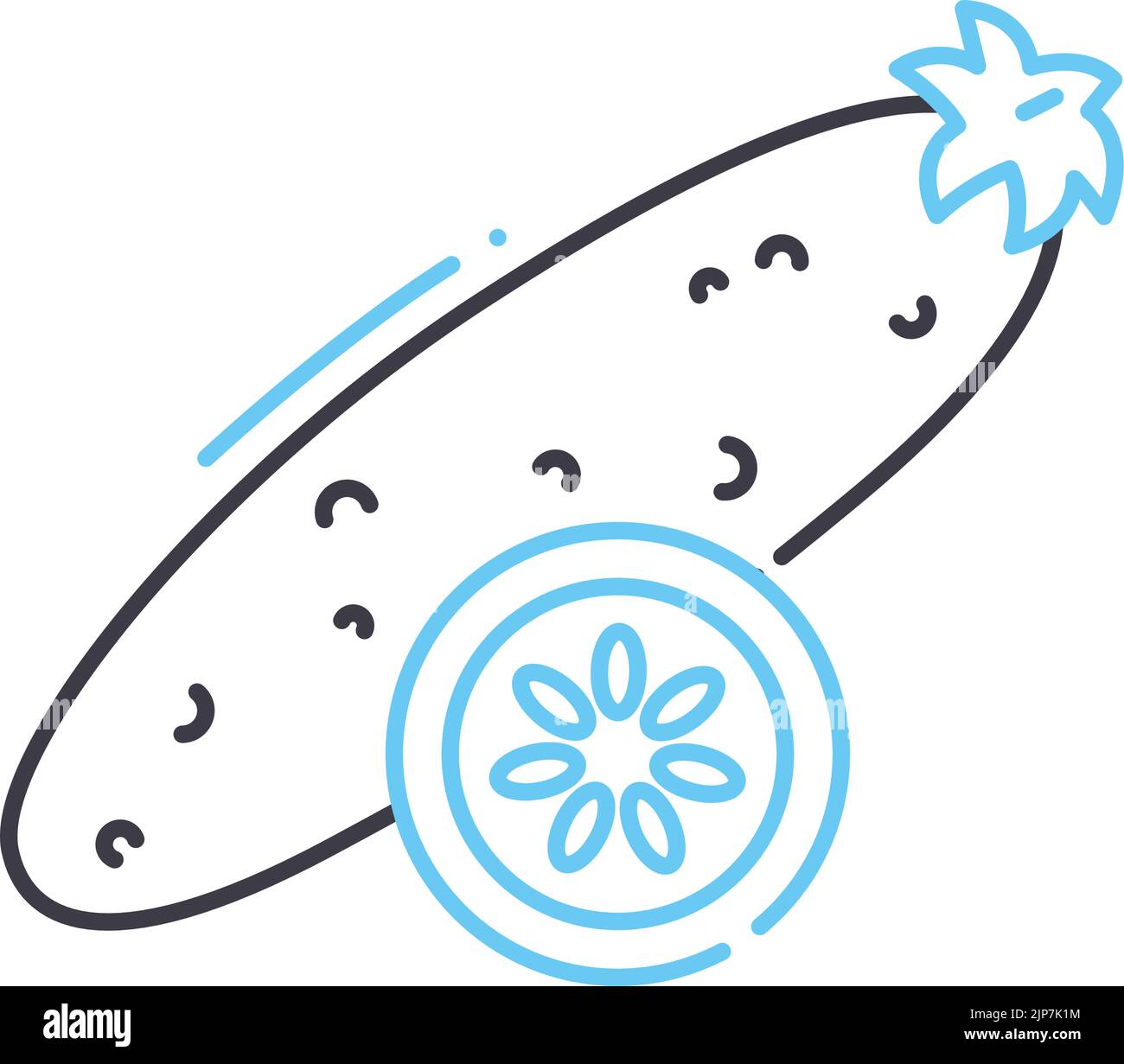 cucumber line icon, outline symbol, vector illustration, concept sign ...