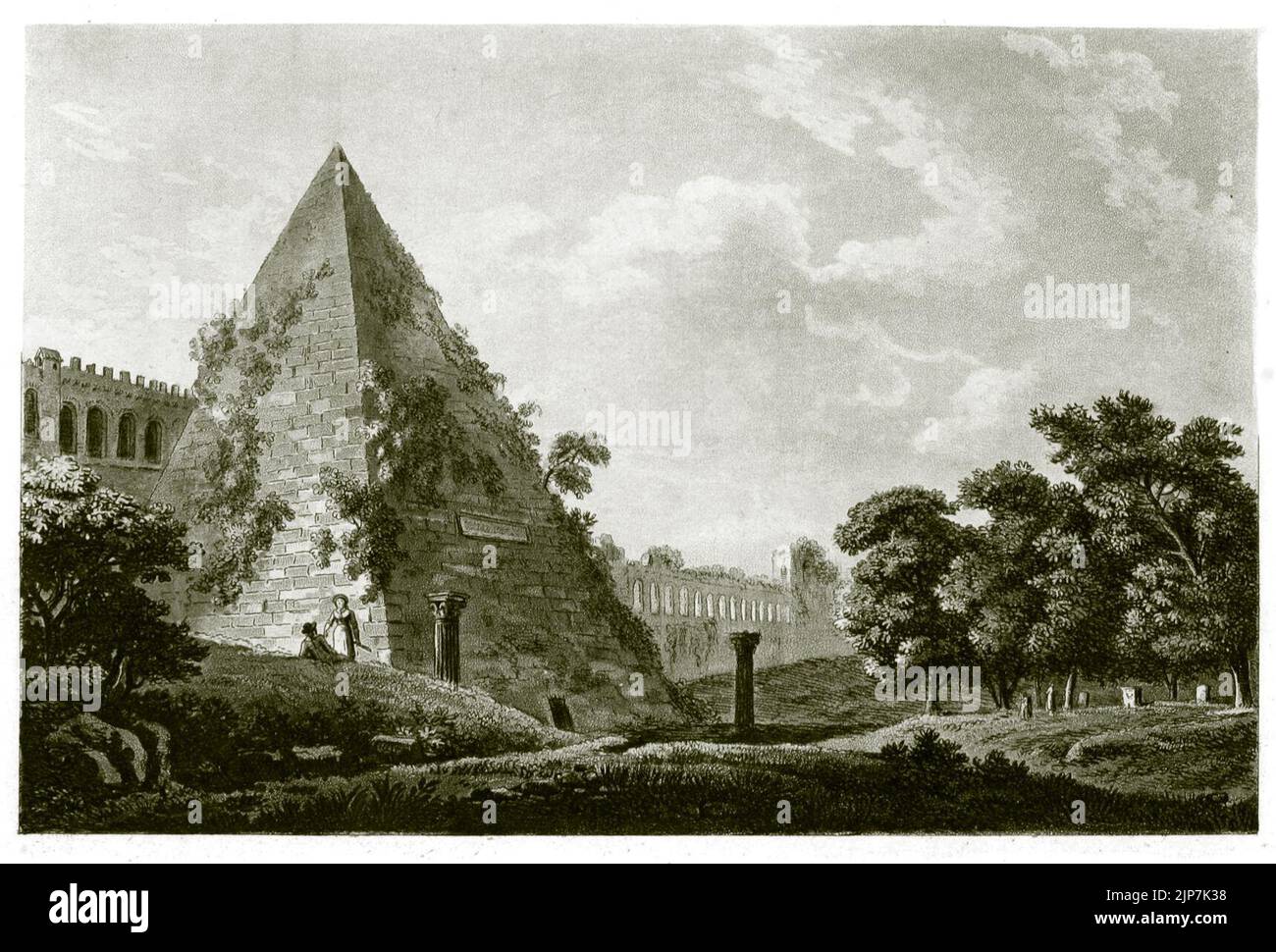 The Pyramid of Caius Cestius, from a Drawing Made upon the Spot Stock ...