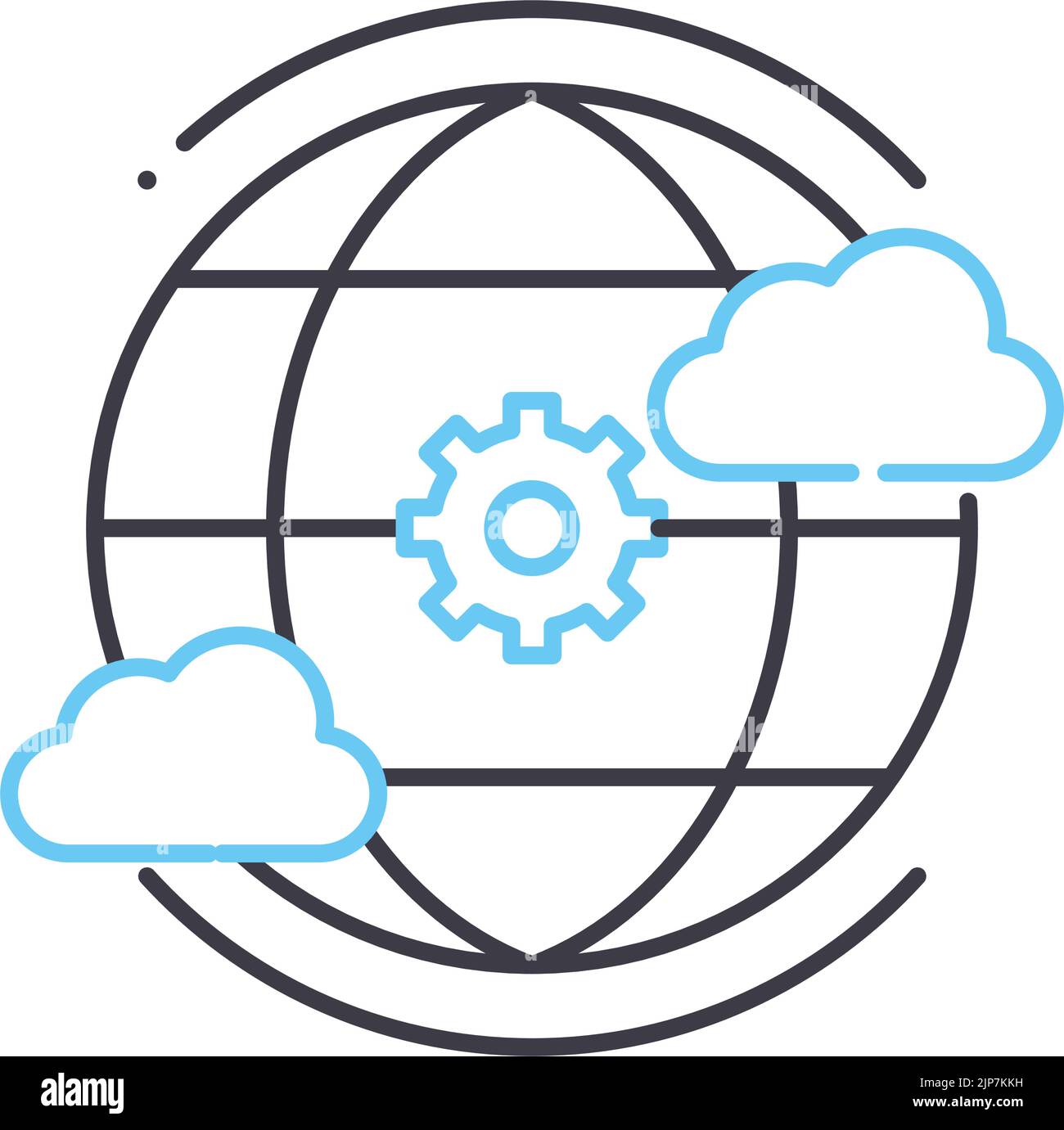 cloud network line icon, outline symbol, vector illustration, concept sign Stock Vector Image ...