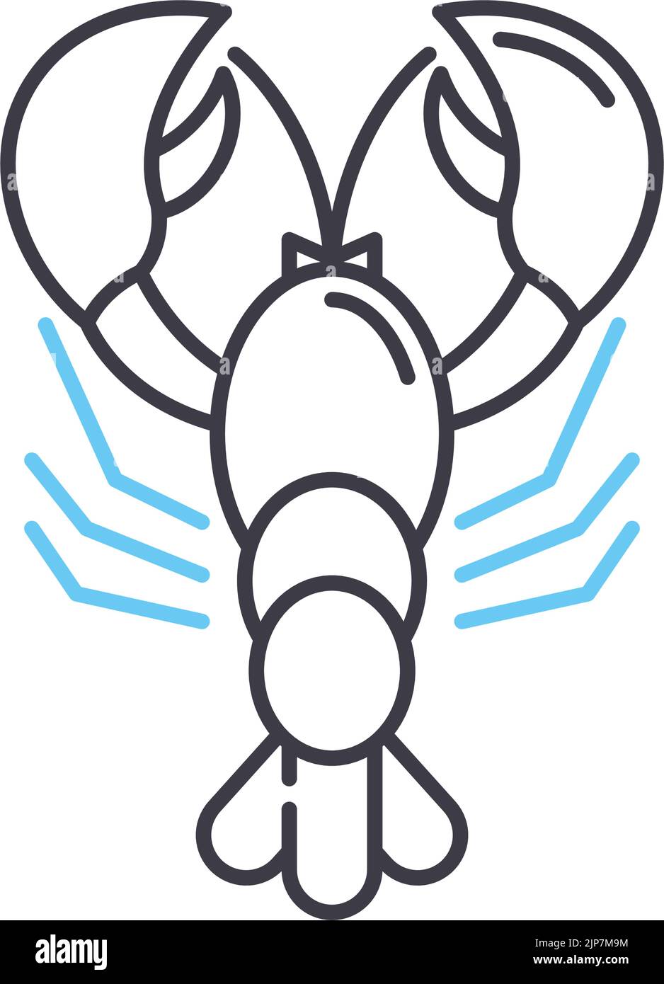 crayfish line icon, outline symbol, vector illustration, concept sign ...