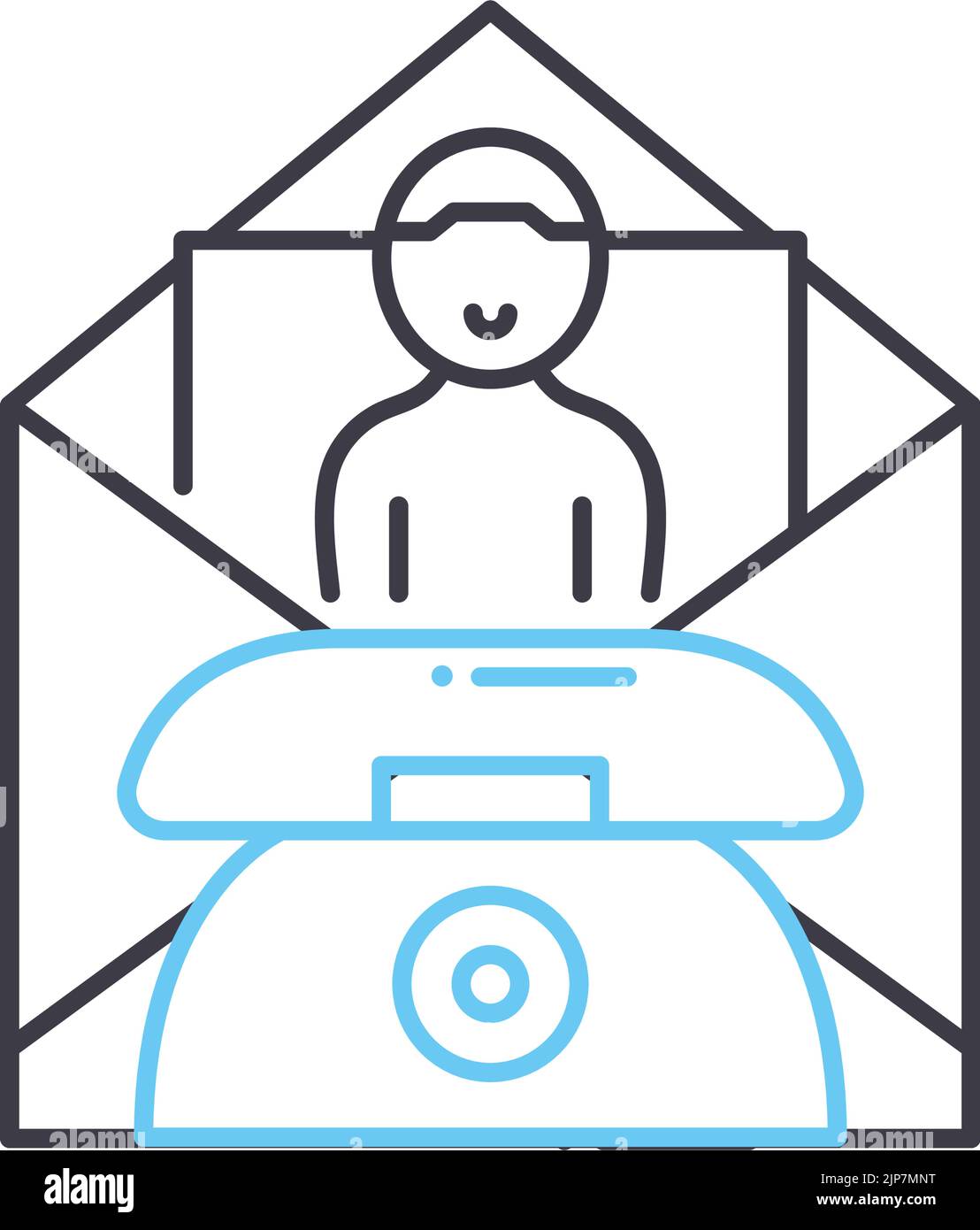contact phone line icon, outline symbol, vector illustration, concept ...
