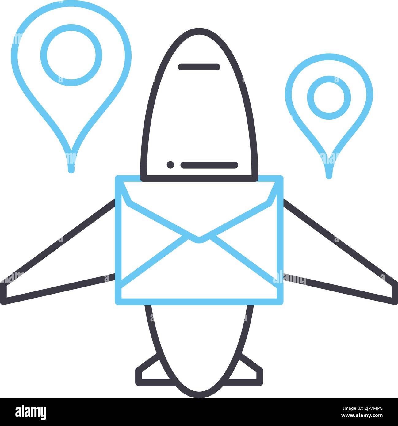 destination line icon, outline symbol, vector illustration, concept ...
