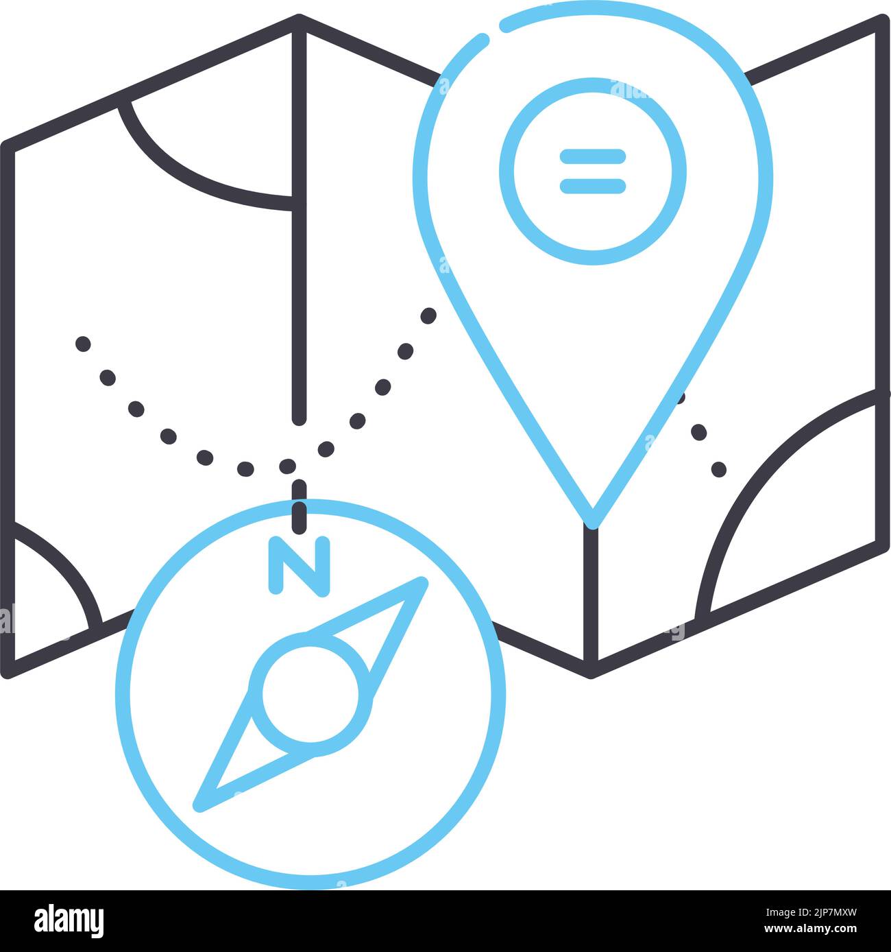 Compass Map Line Icon Outline Symbol Vector Illustration Concept Sign Stock Vector Image