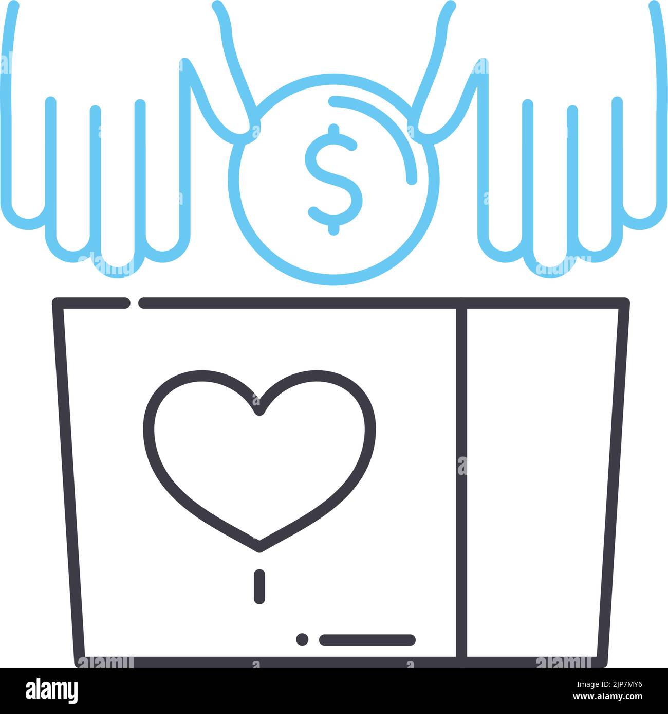 charity funds line icon, outline symbol, vector illustration, concept ...