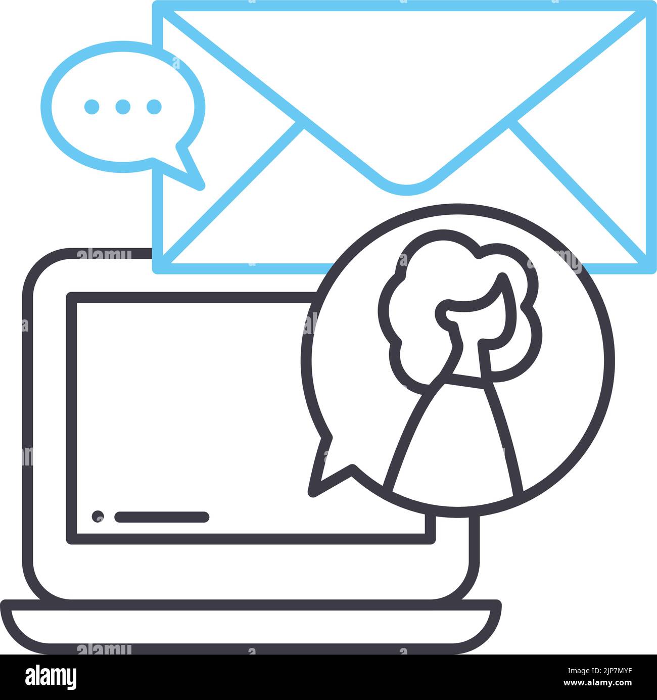 e-mail support line icon, outline symbol, vector illustration, concept ...