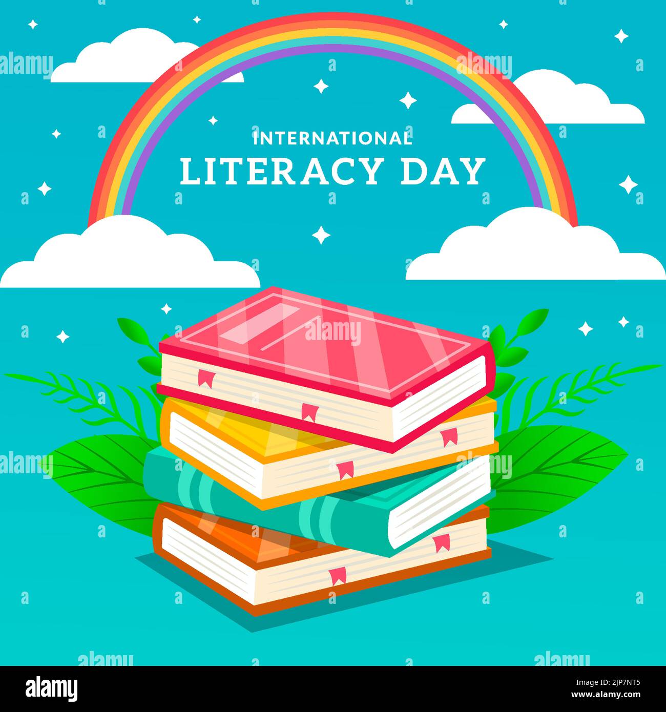 International literacy day with books illustration Stock Vector Image ...