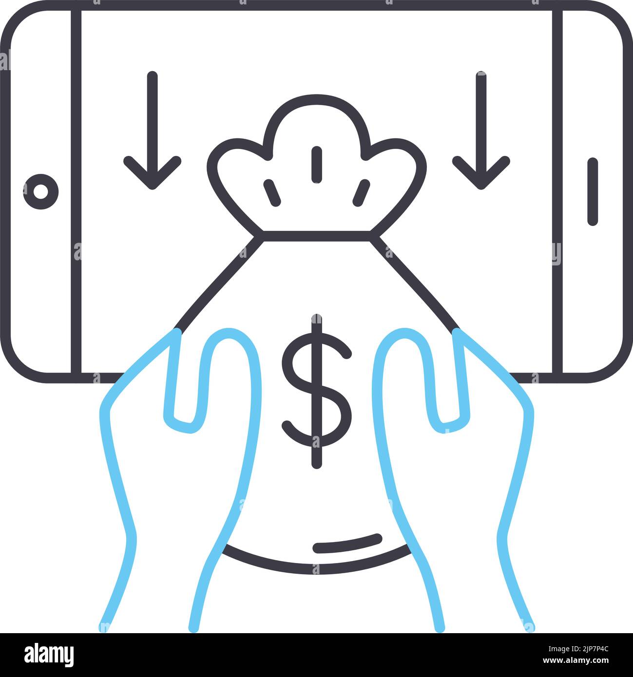 cyber robbery line icon, outline symbol, vector illustration, concept ... cyber robbery line icon, outline symbol, vector illustration, concept ...