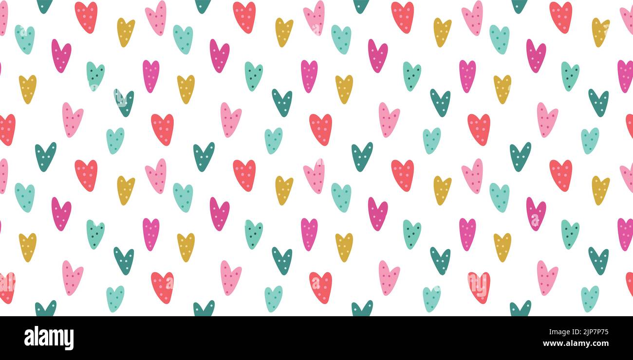 Heart pattern background border. Cute vector seamless repeat pattern ...