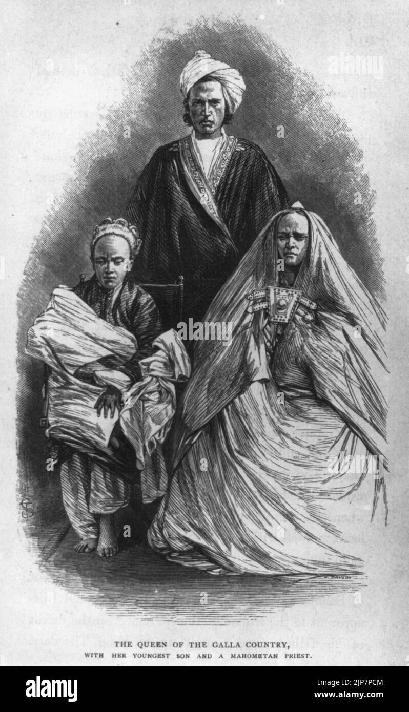 The Queen of the Galla Country, with her youngest son and a Mhometan ...
