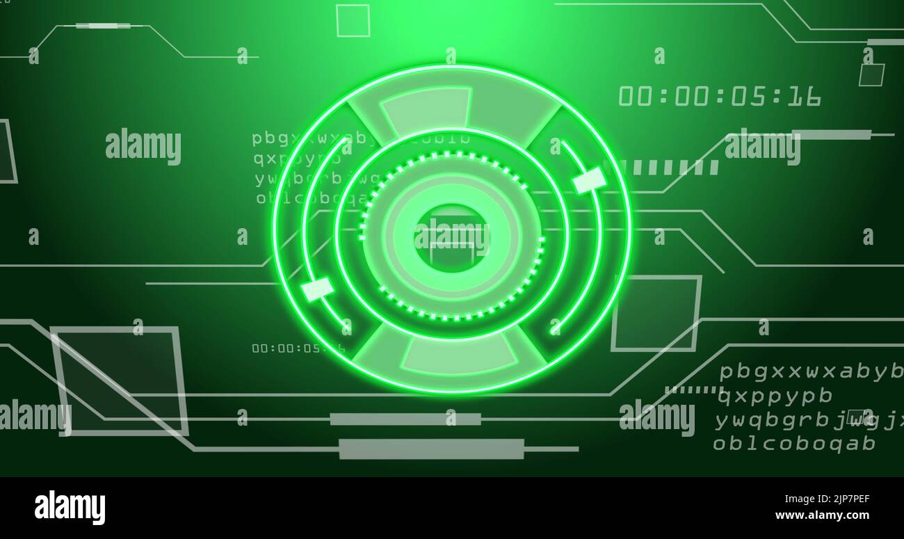 Image of scope scanning over data processing on black background Stock ...
