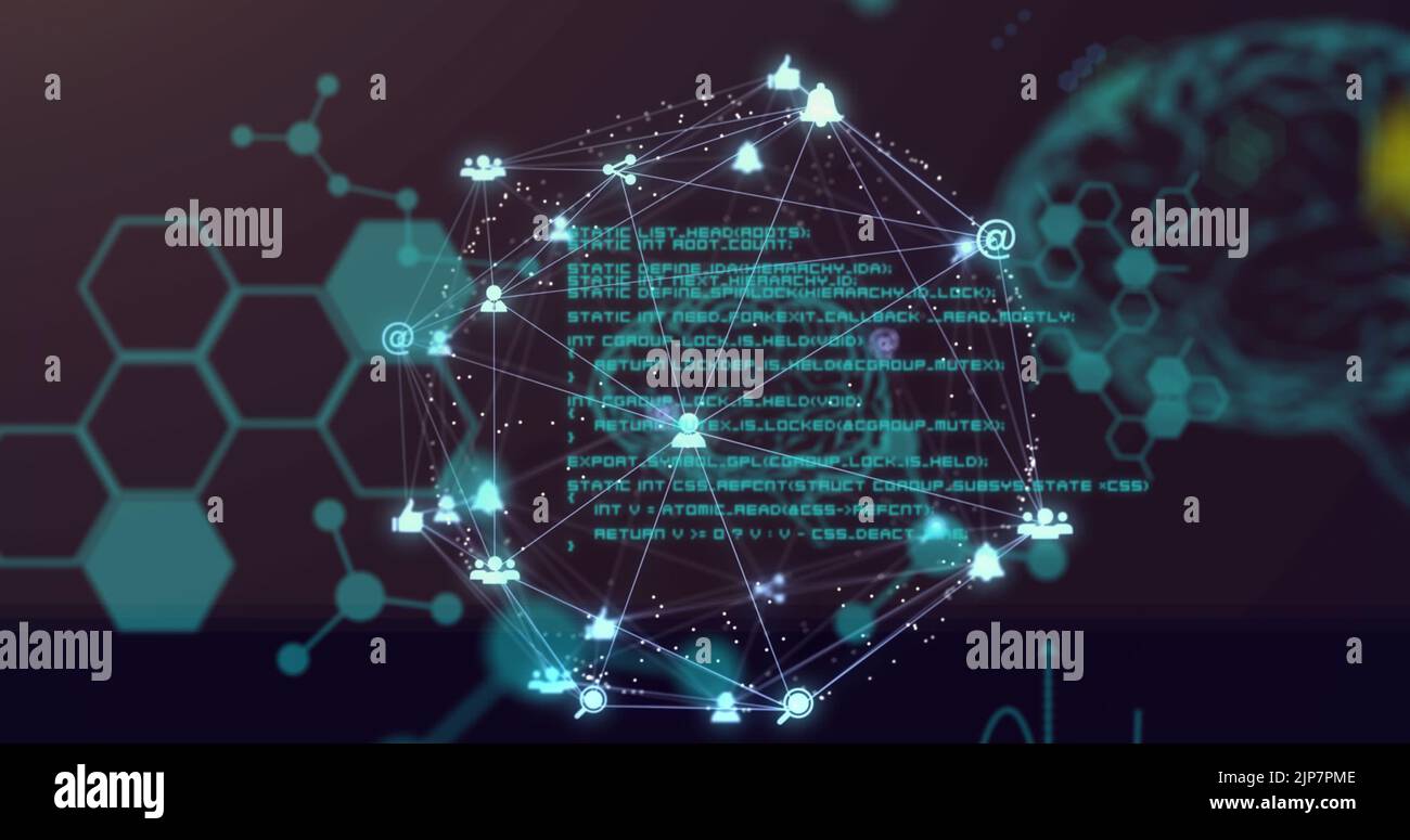 Image of network of connections with human brain Stock Photo - Alamy