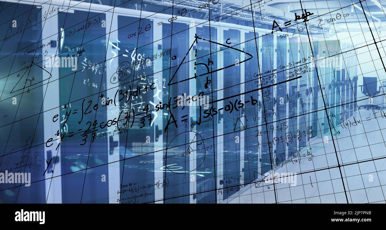 Image of processing data and maths calculations over computer server ...