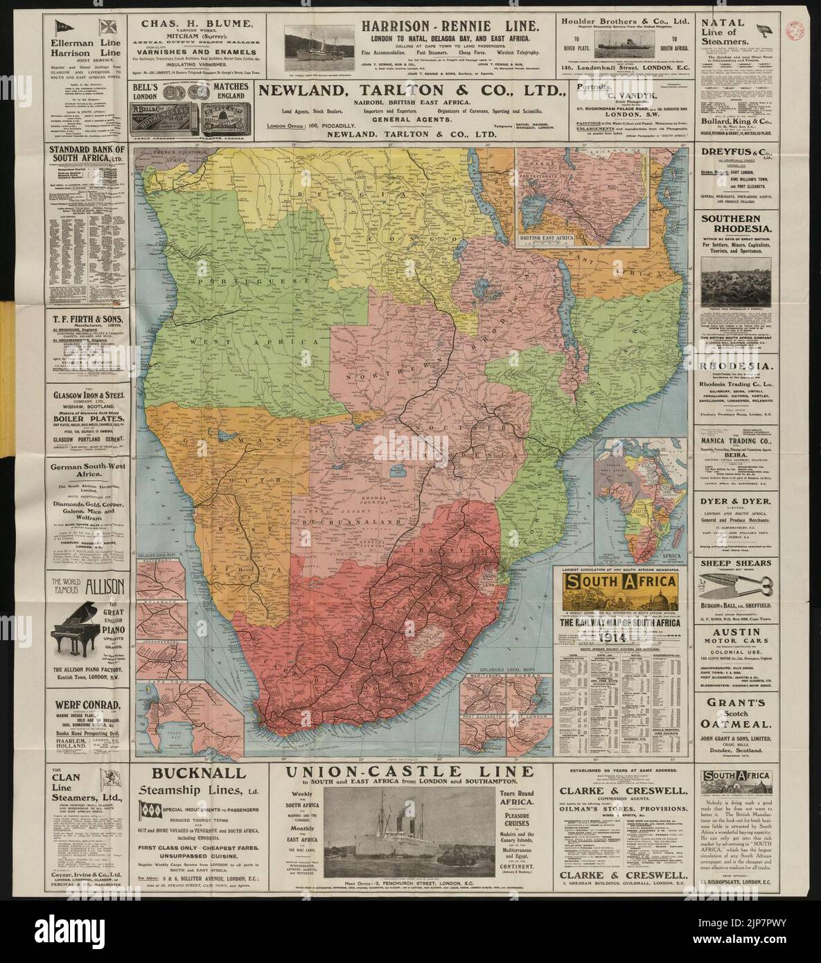 The railway map map of South Africa (5008579 Stock Photo - Alamy