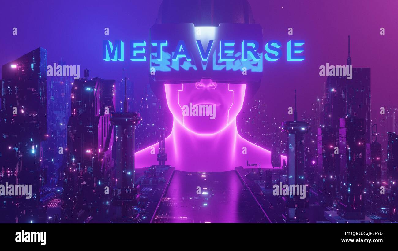 Crypto Metaverse Club Neon Wallpaper Background 3d Render Stock Photo ...