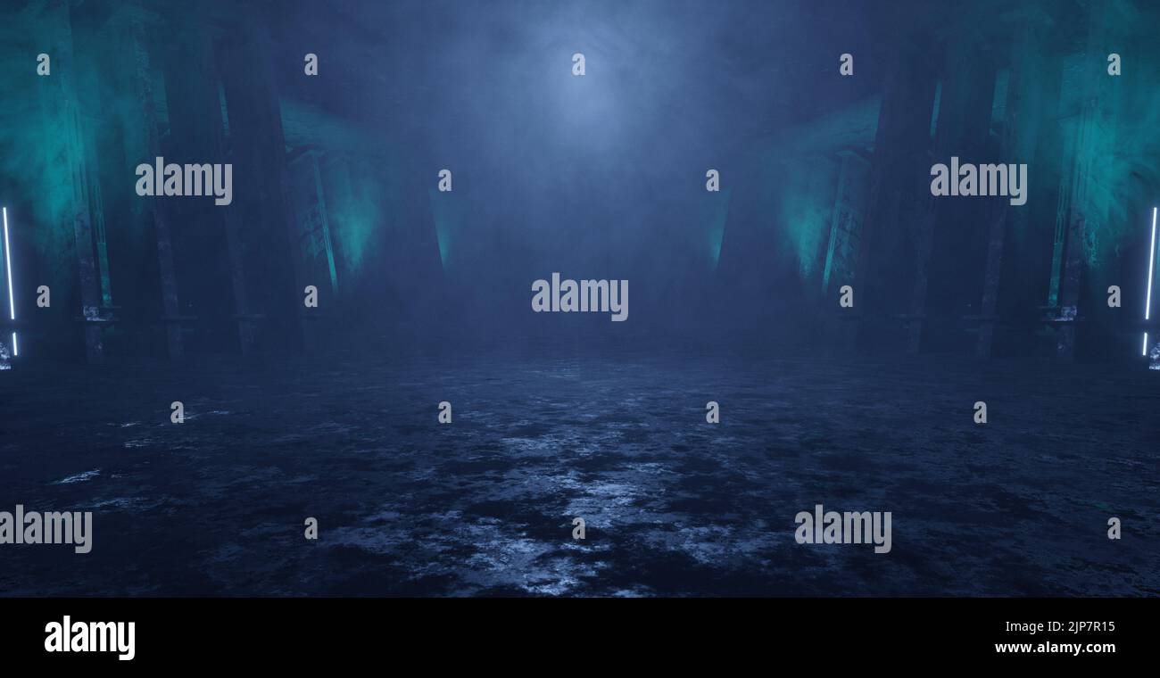 Mysterious Cinematic Scene SciFi Corridor Hallway Hangar Interior ...