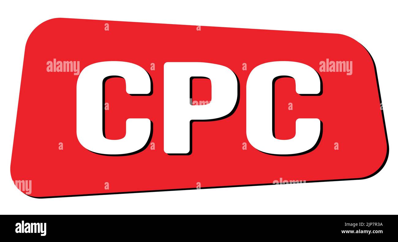 CPC text written on red trapeze stamp sign Stock Photo - Alamy