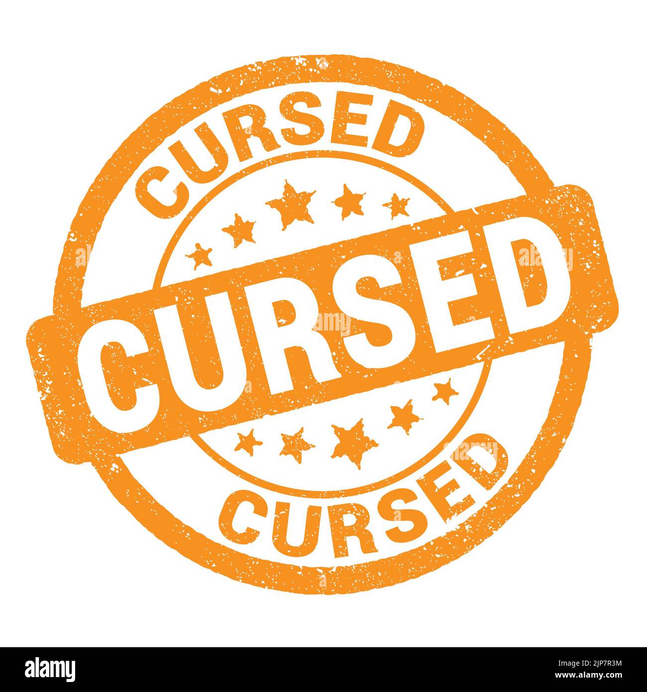 CURSED text written on orange grungy stamp sign Stock Photo - Alamy