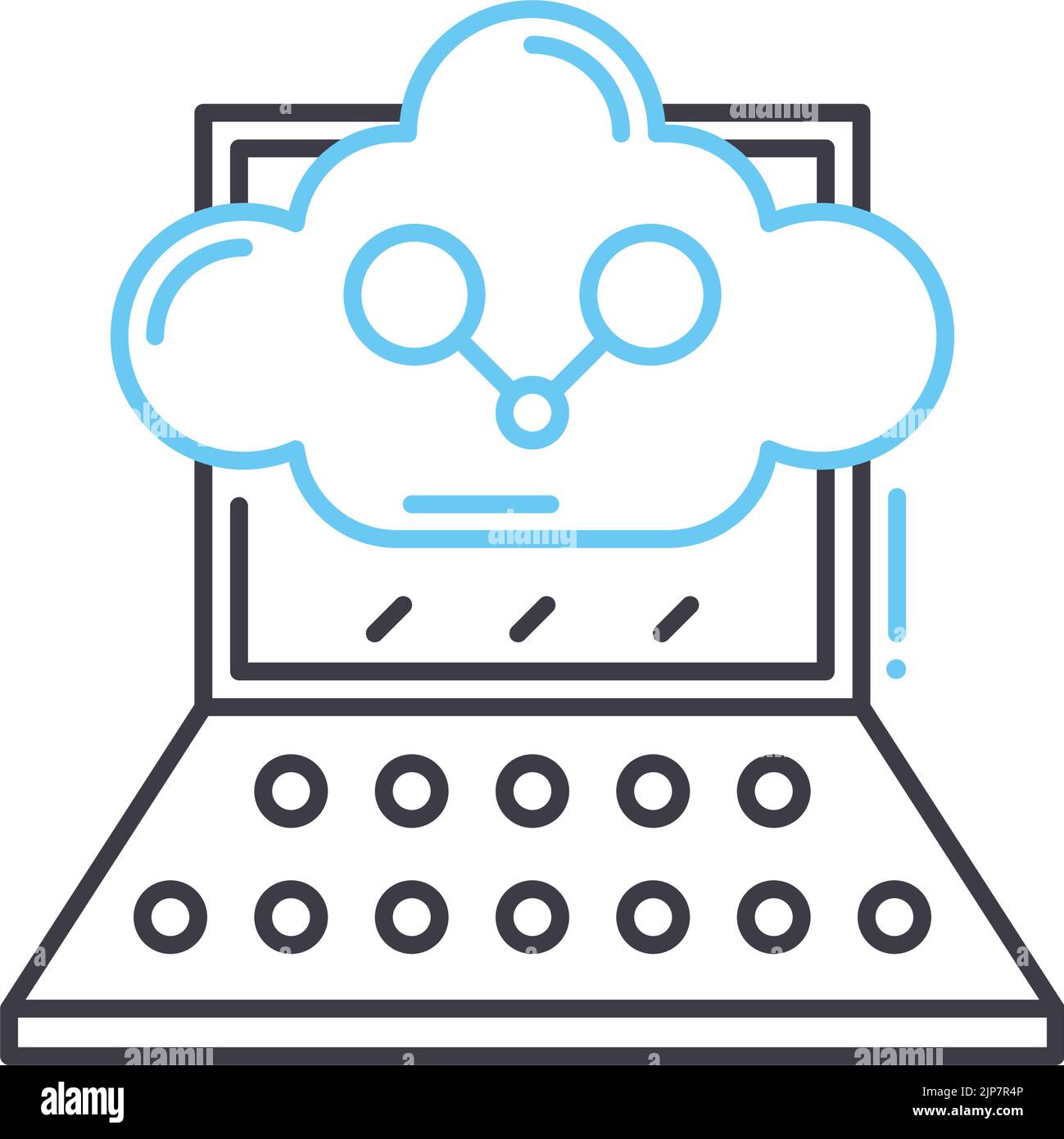cloud device line icon, outline symbol, vector illustration, concept ... cloud device line icon, outline symbol, vector illustration, concept ...