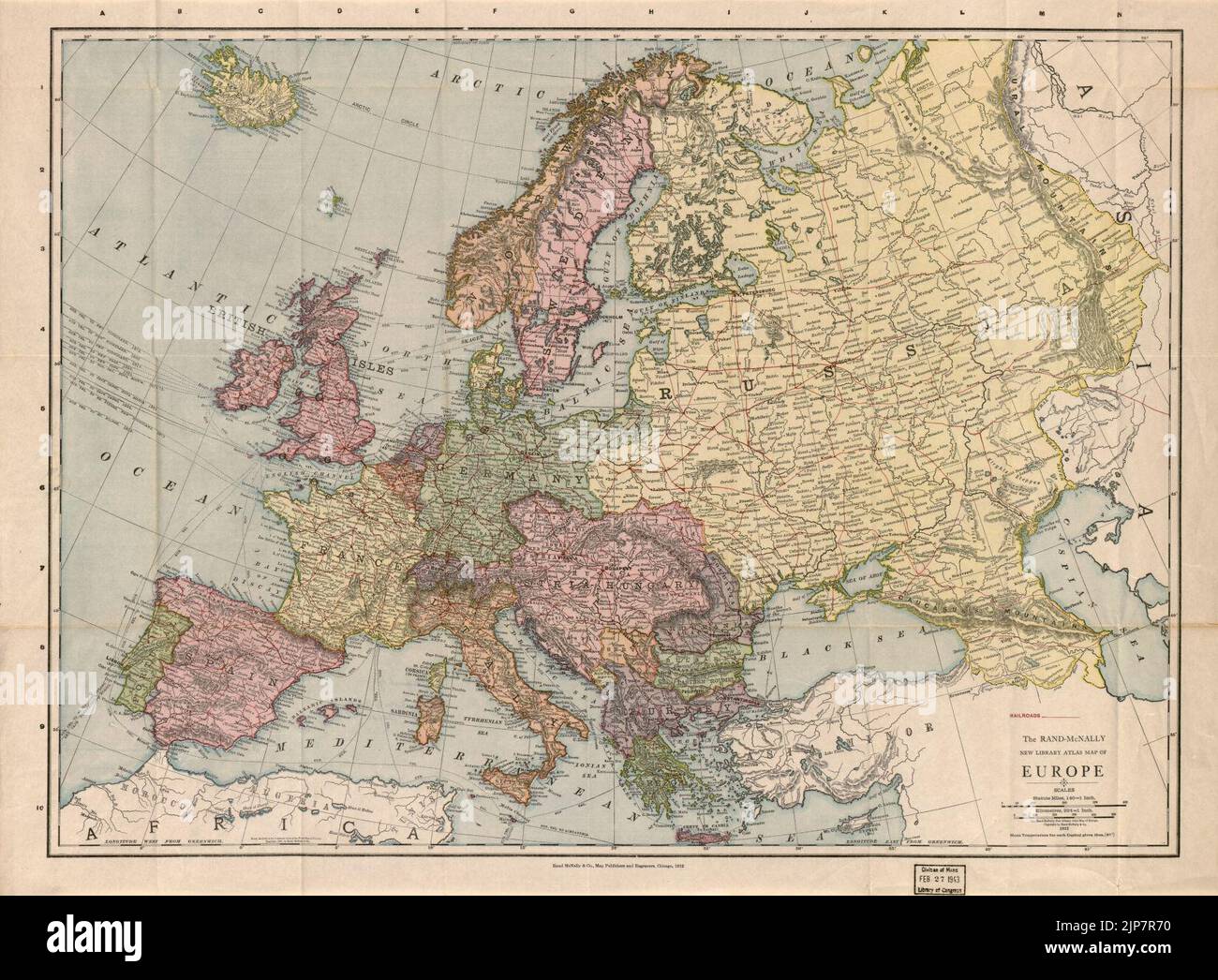 The Rand-McNally new library atlas map of Europe Stock Photo - Alamy