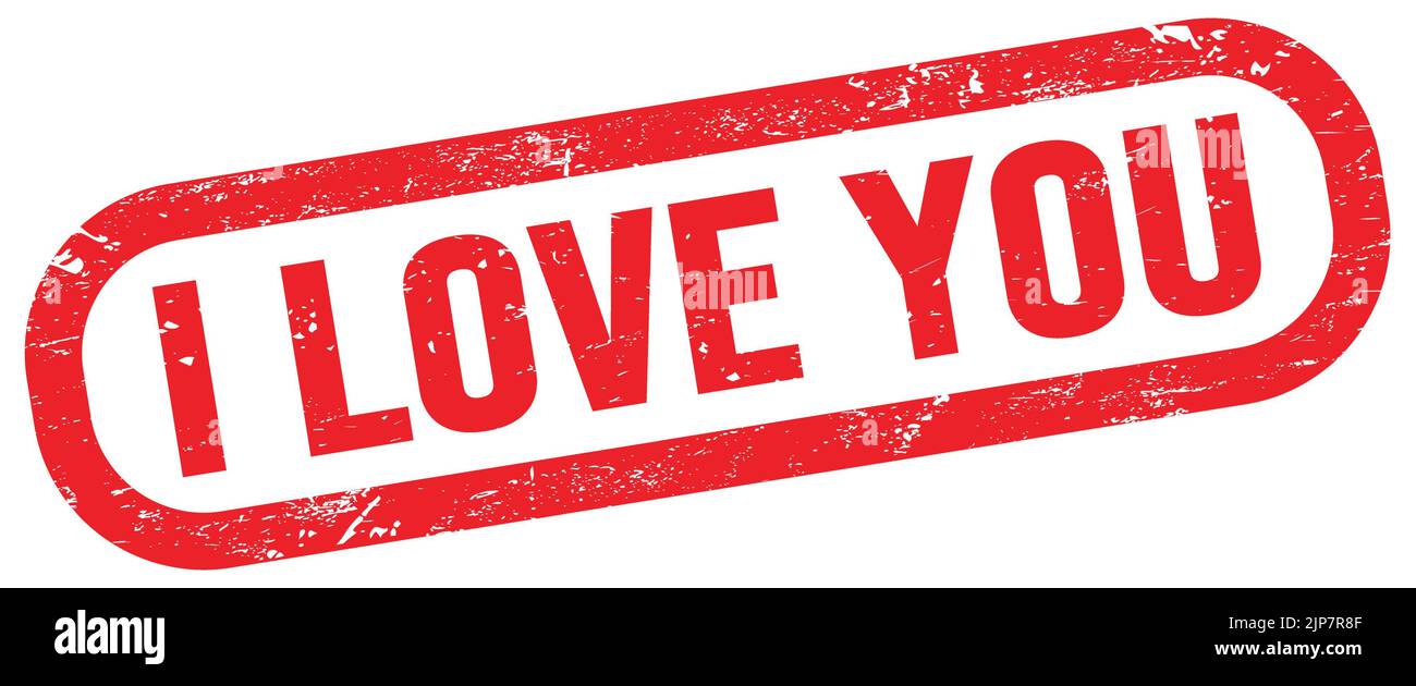 I LOVE YOU, text on red rectangle stamp sign Stock Photo - Alamy