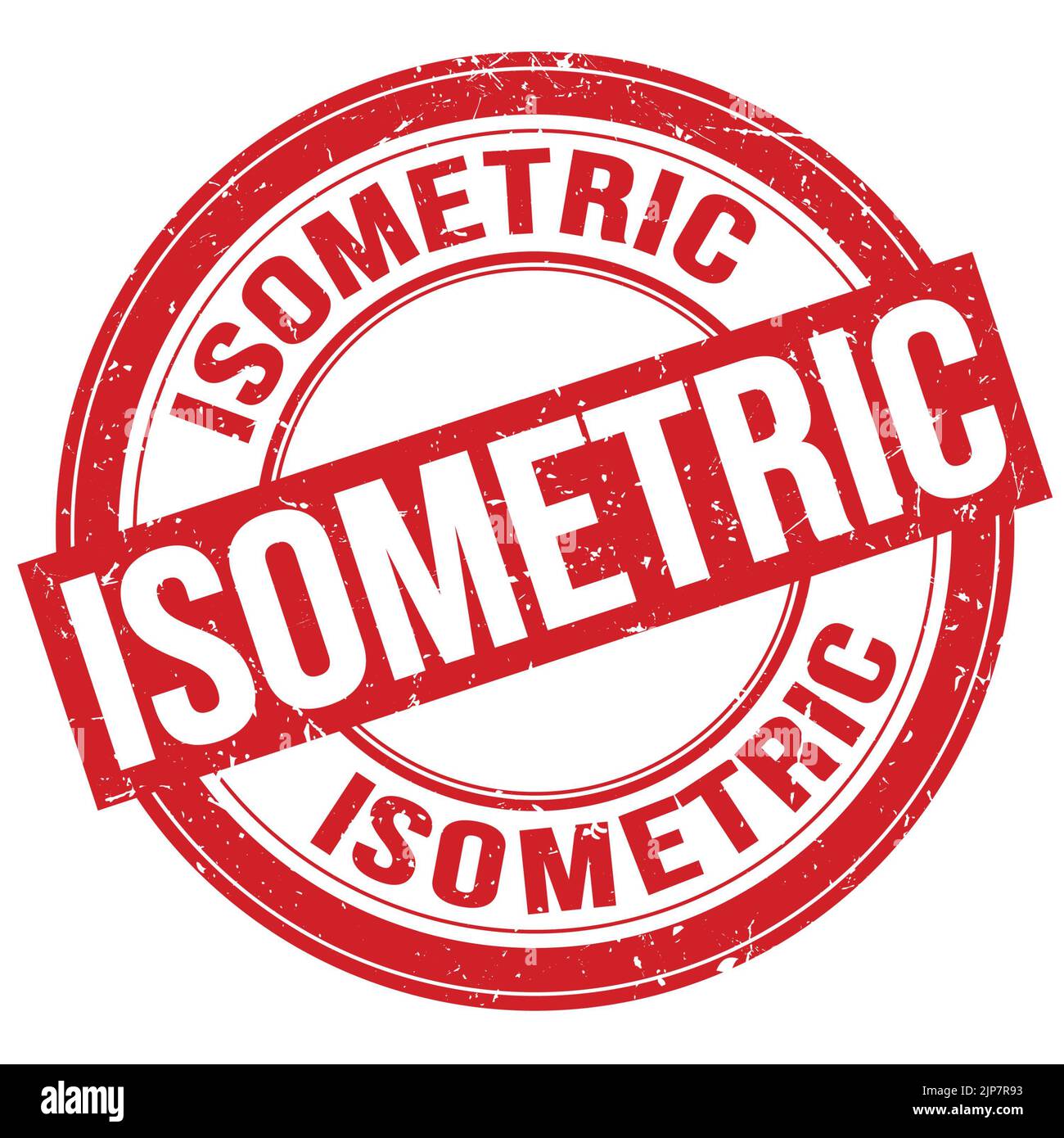 ISOMETRIC text written on red round grungy stamp sign Stock Photo - Alamy