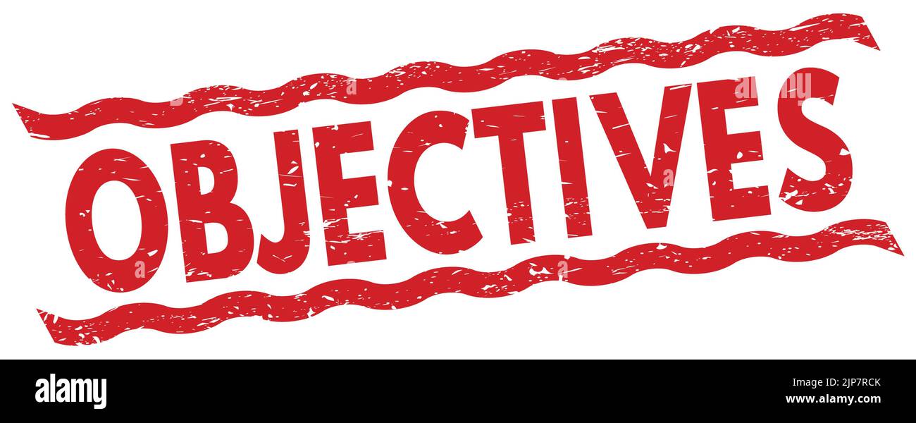 OBJECTIVES text written on red lines stamp sign Stock Photo - Alamy