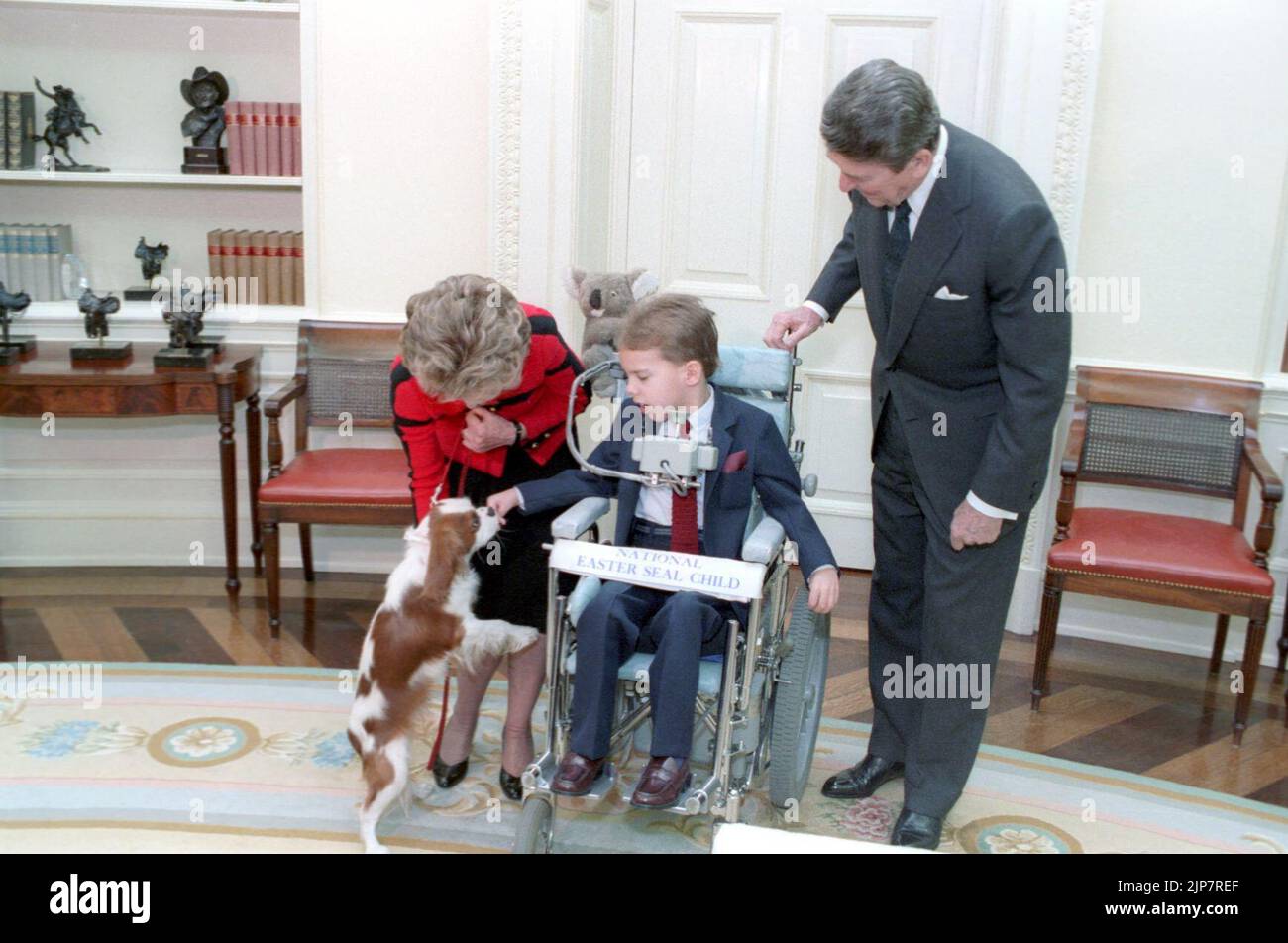 The Reagans with dog Rex and Photo Op. with the 1986 National Easter ...