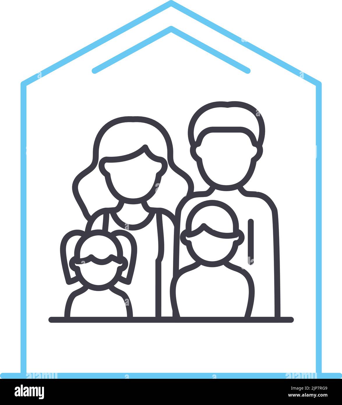 family home line icon, outline symbol, vector illustration, concept ...