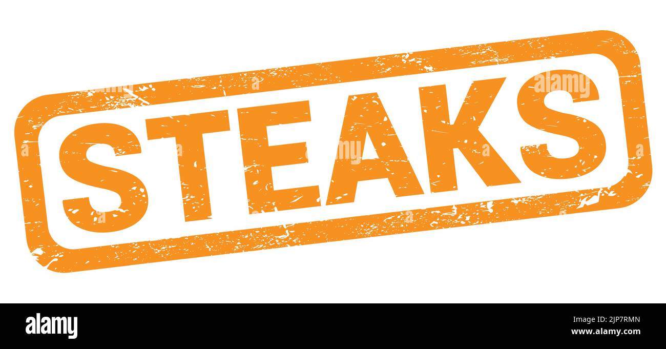 STEAKS text written on orange rectangle stamp sign Stock Photo - Alamy