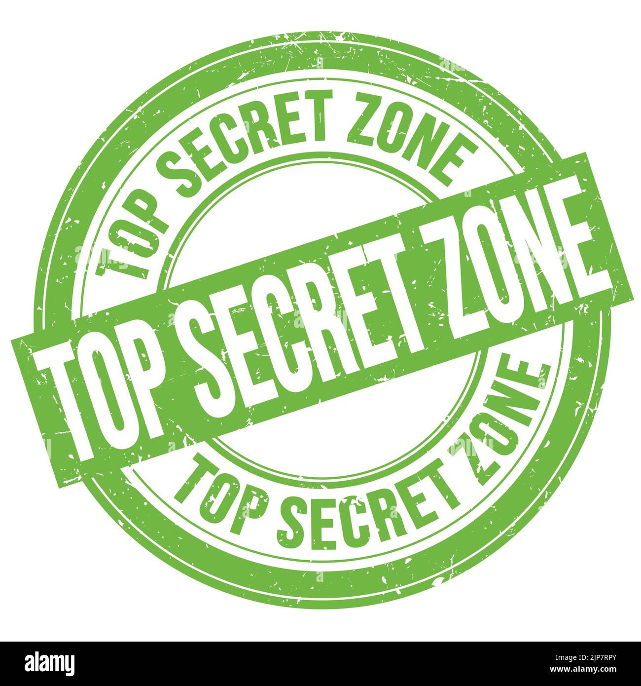 TOP SECRET ZONE text written on green round grungy stamp sign Stock ...