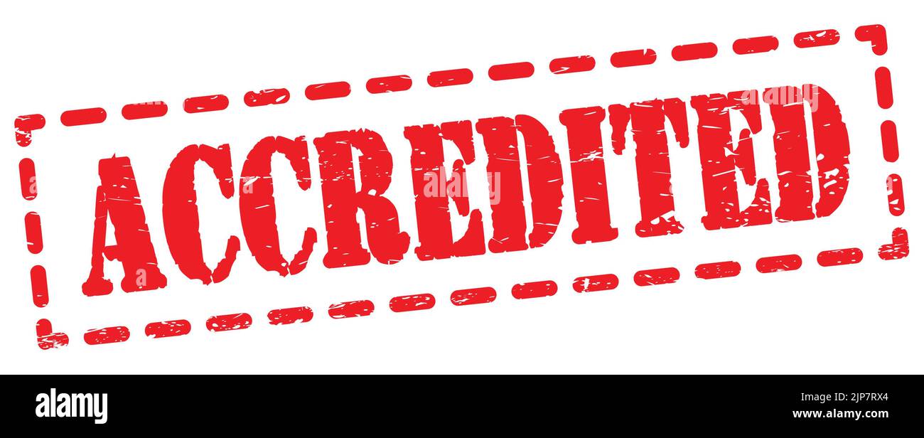 ACCREDITED text written on red dash stamp sign Stock Photo - Alamy