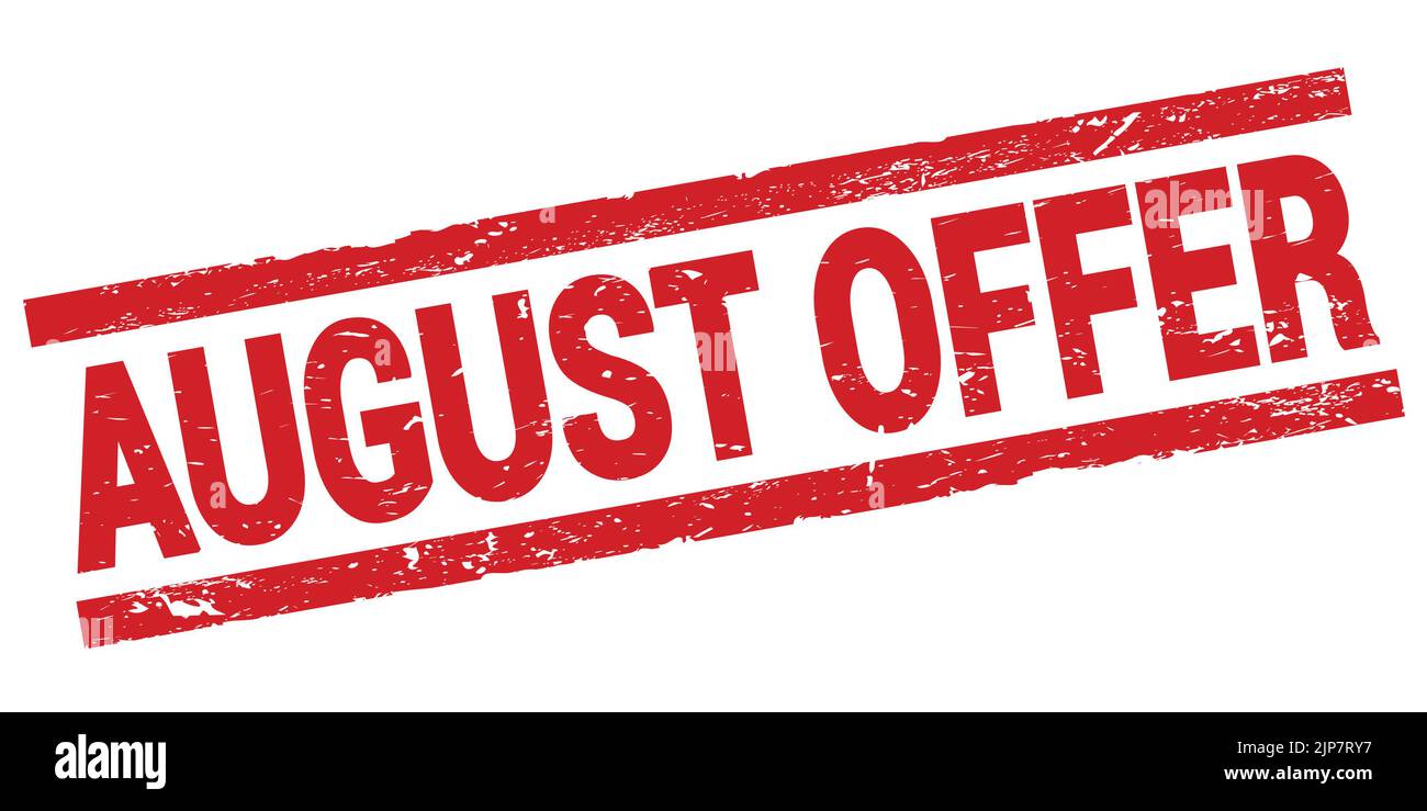 AUGUST OFFER text written on red rectangle stamp sign Stock Photo - Alamy