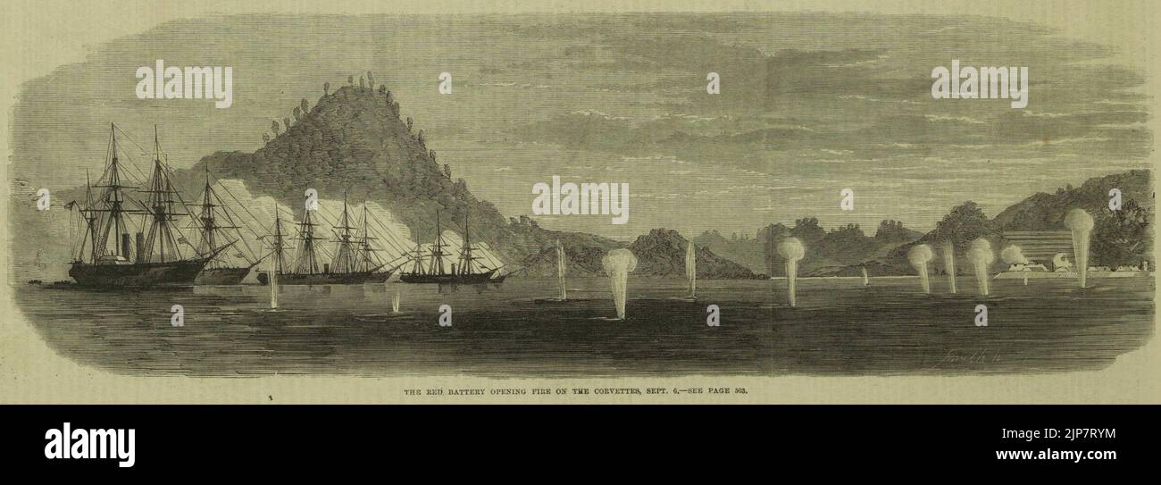 The Red Battery opening fire on the corvettes, Bombardment of ...