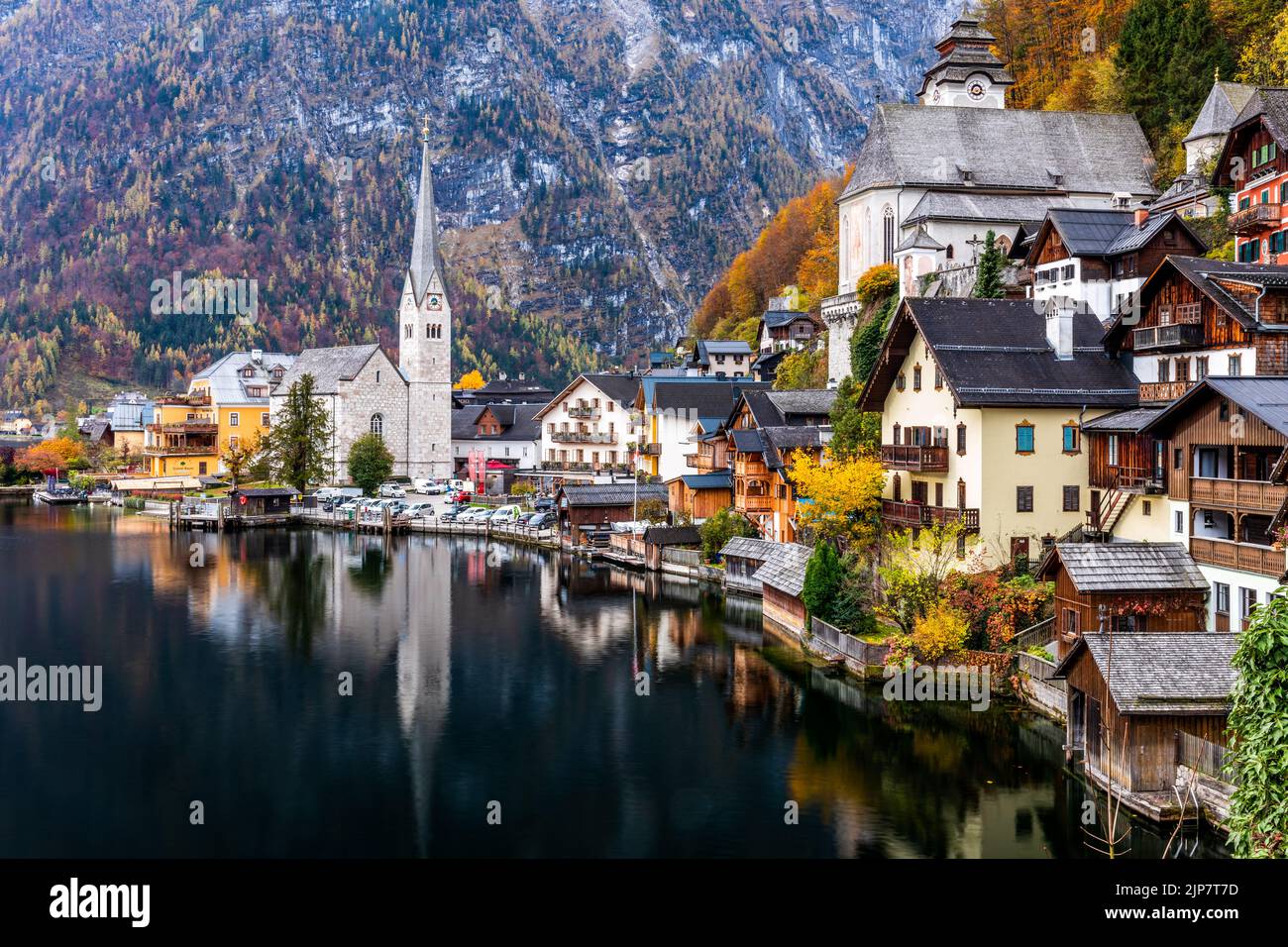 Hallstatt, Austria - November 2, 2019: Scenery of famous world heritage ...