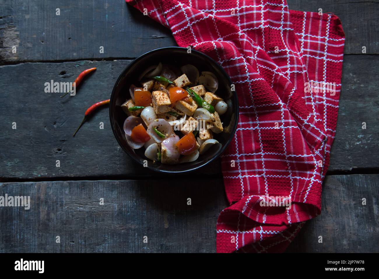 Healthy food item paneer or cottage cheese saute with veggies Stock ...