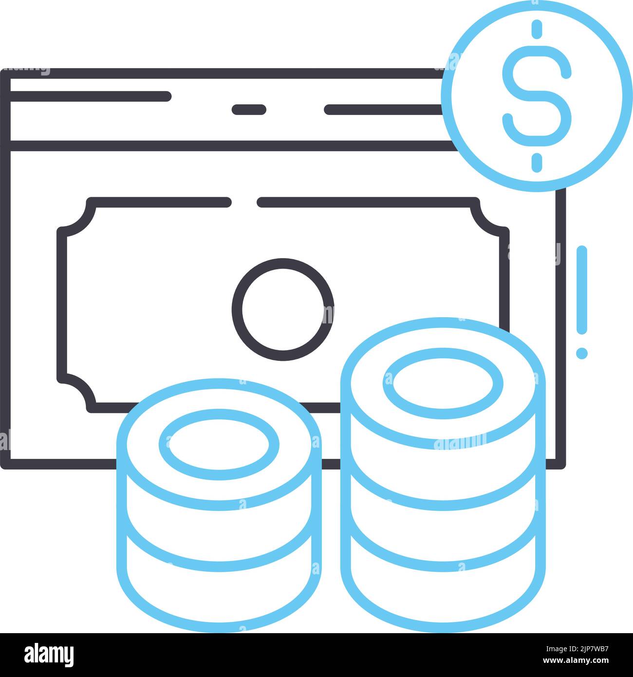 cash line icon, outline symbol, vector illustration, concept sign Stock ...