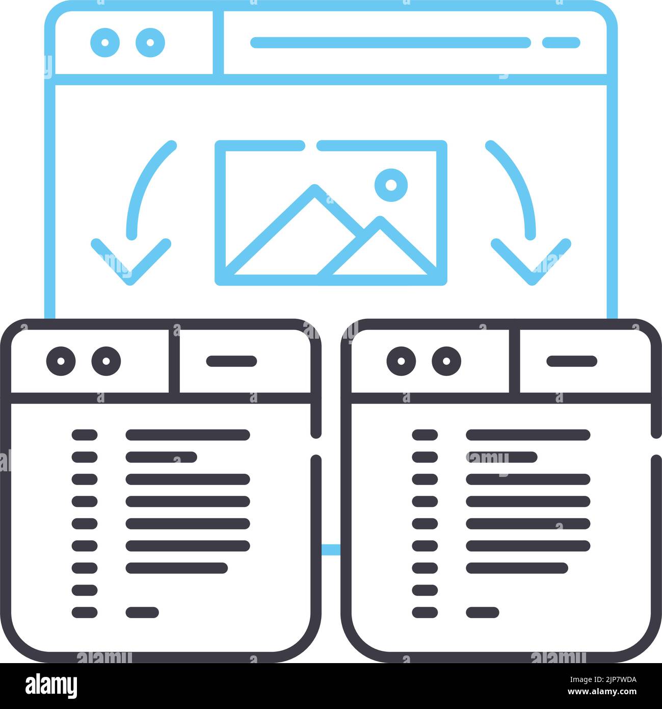 dynamic page line icon, outline symbol, vector illustration, concept ... dynamic page line icon, outline symbol, vector illustration, concept ...