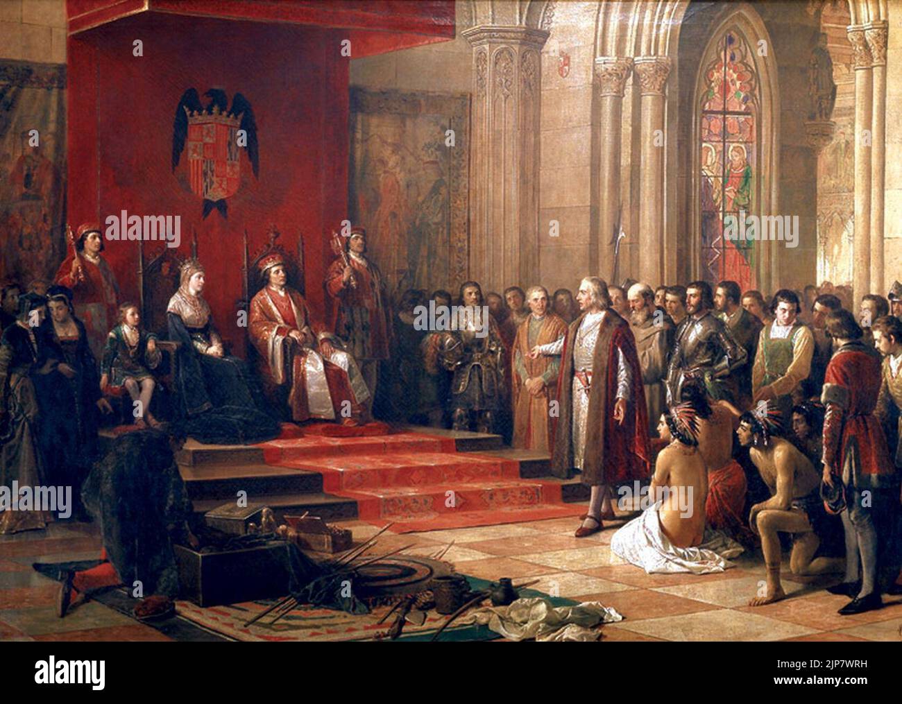 The return of Columbus in Spain, 1493 Stock Photo - Alamy