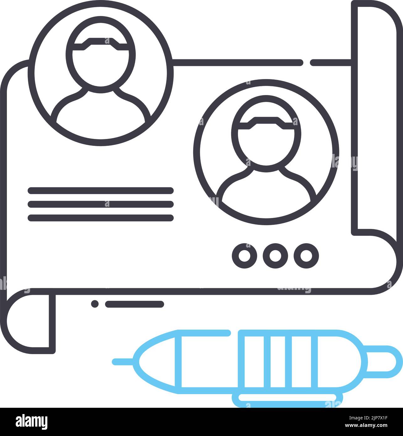 collective project line icon, outline symbol, vector illustration ...