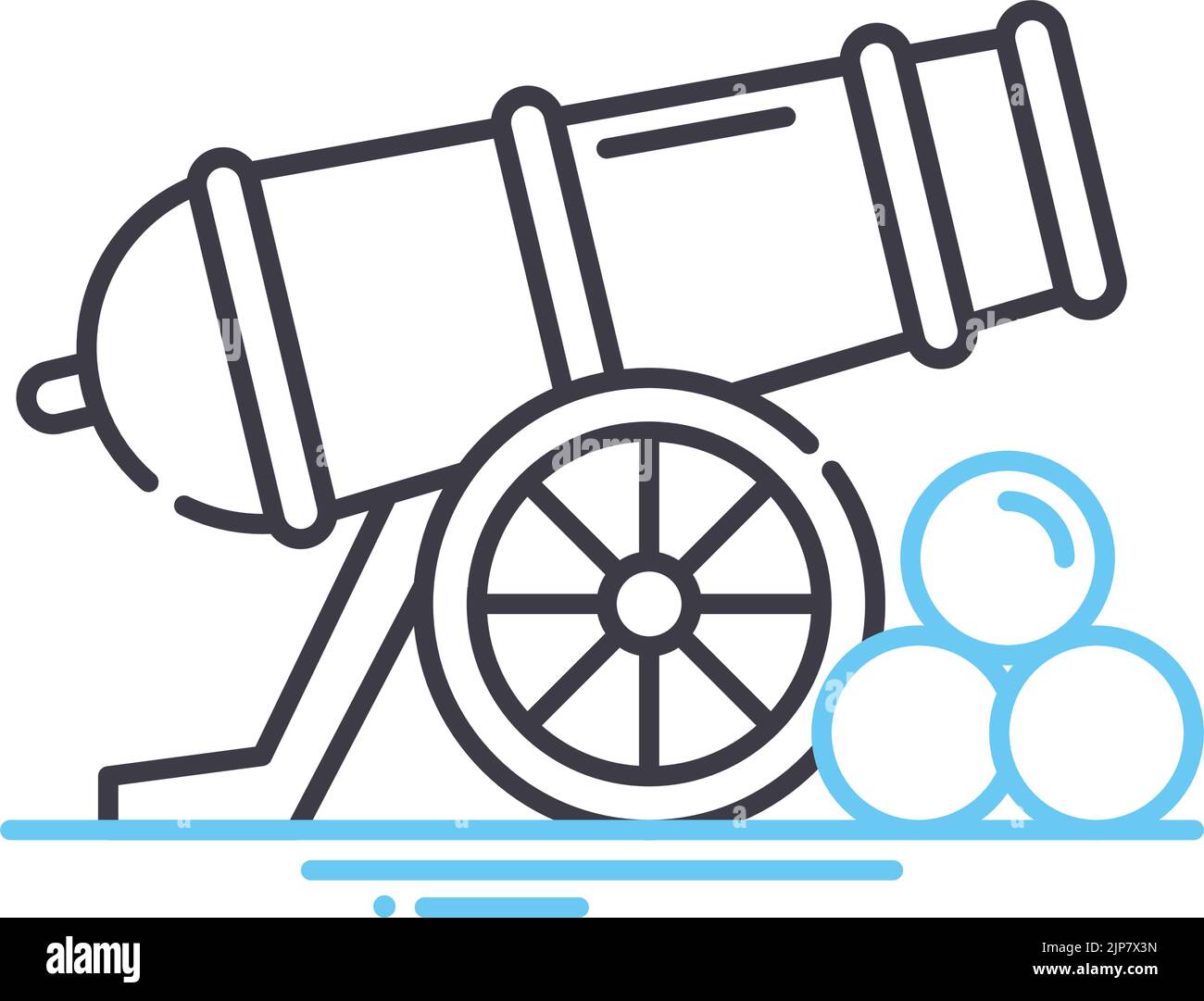 cannon line icon, outline symbol, vector illustration, concept sign ...